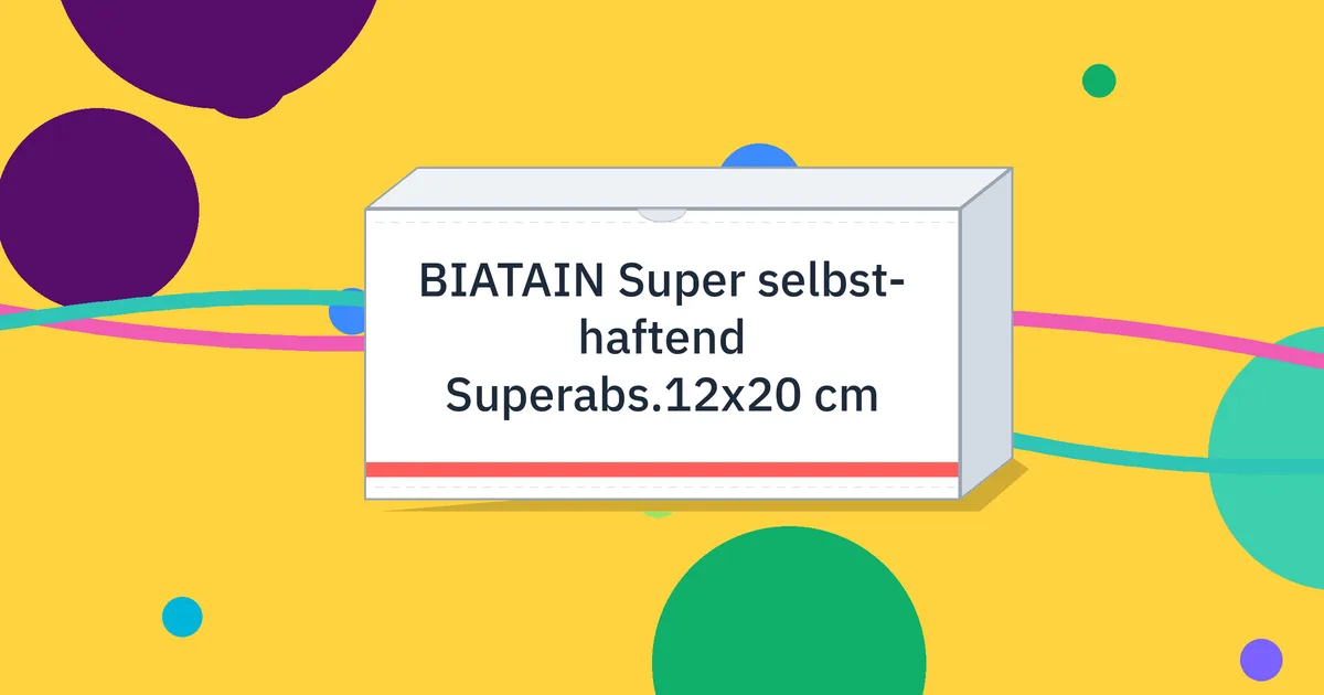Symbolbild: Packung mit der Aufschrift BIATAIN Super selbst-haftend Superabs.12x20 cm (PZN 01403510) – Verfügbarkeit und Bezug in Apotheken in Frankfurt am Main