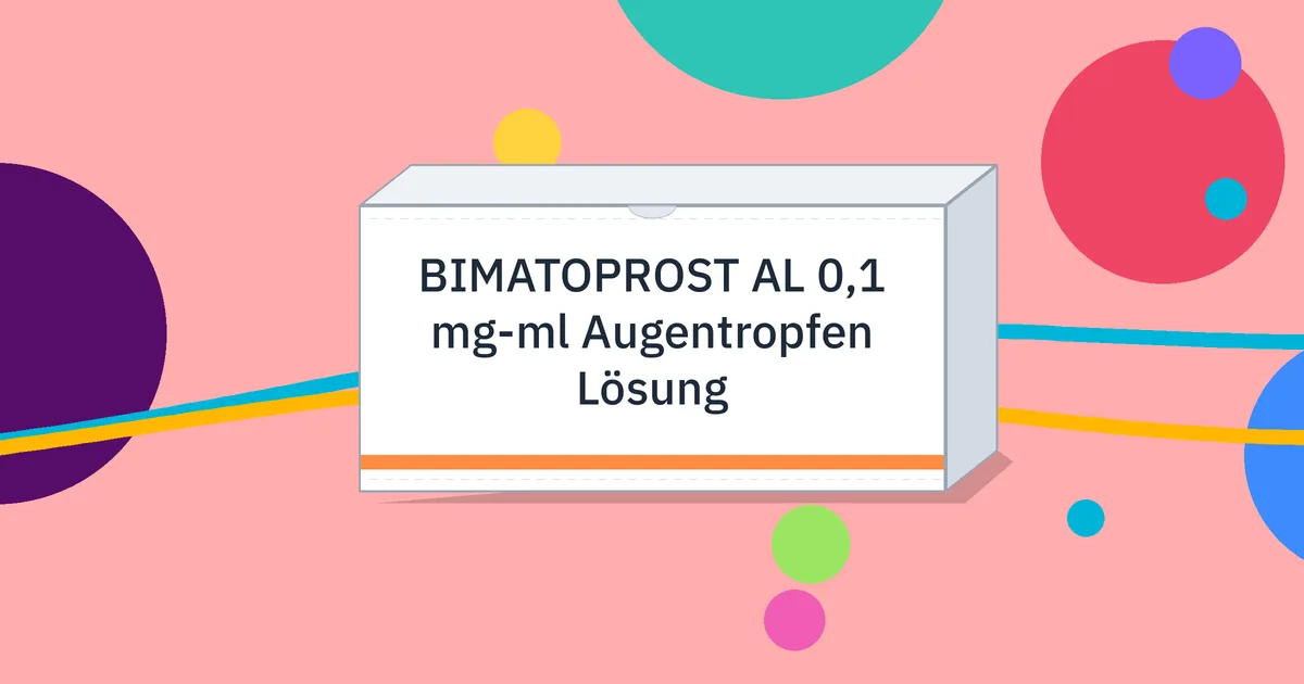 Symbolbild: Packung mit der Aufschrift BIMATOPROST AL 0,1 mg-ml Augentropfen Lösung (PZN 19888695) – Verfügbarkeit und Bezug in Apotheken in Frankfurt am Main