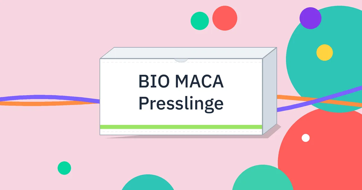 Symbolbild: Packung mit der Aufschrift BIO MACA Presslinge (PZN 10088237) – Verfügbarkeit und Bezug in Apotheken in Frankfurt am Main