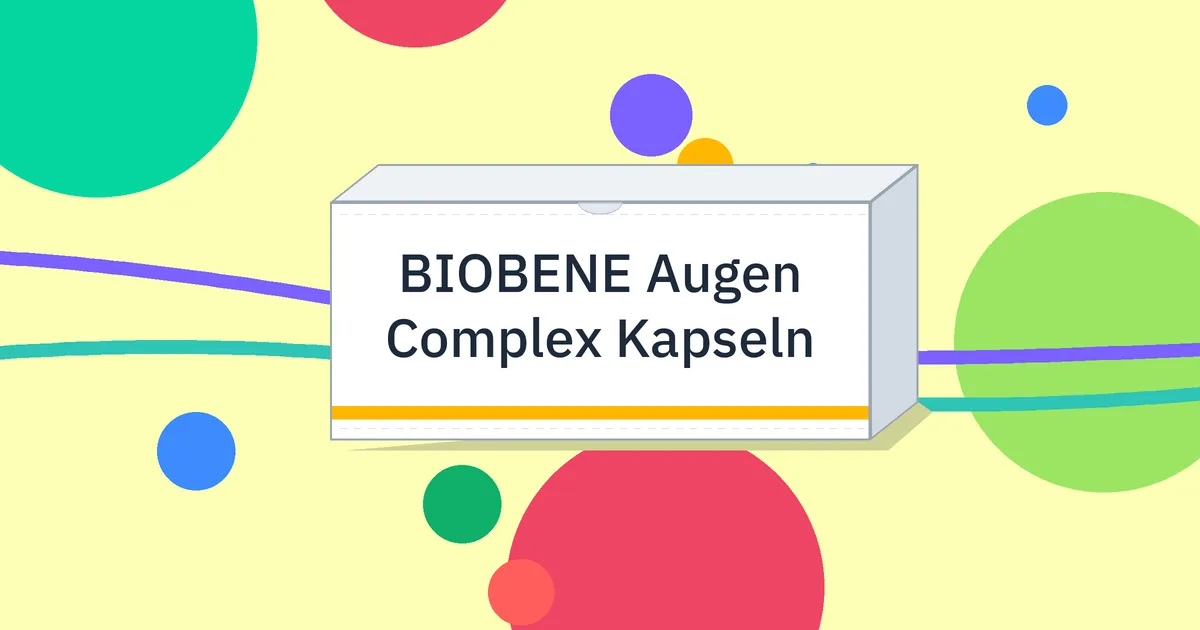 Symbolbild: Packung mit der Aufschrift BIOBENE Augen Complex Kapseln (PZN 16261033) – Verfügbarkeit und Bezug in Apotheken in Frankfurt am Main