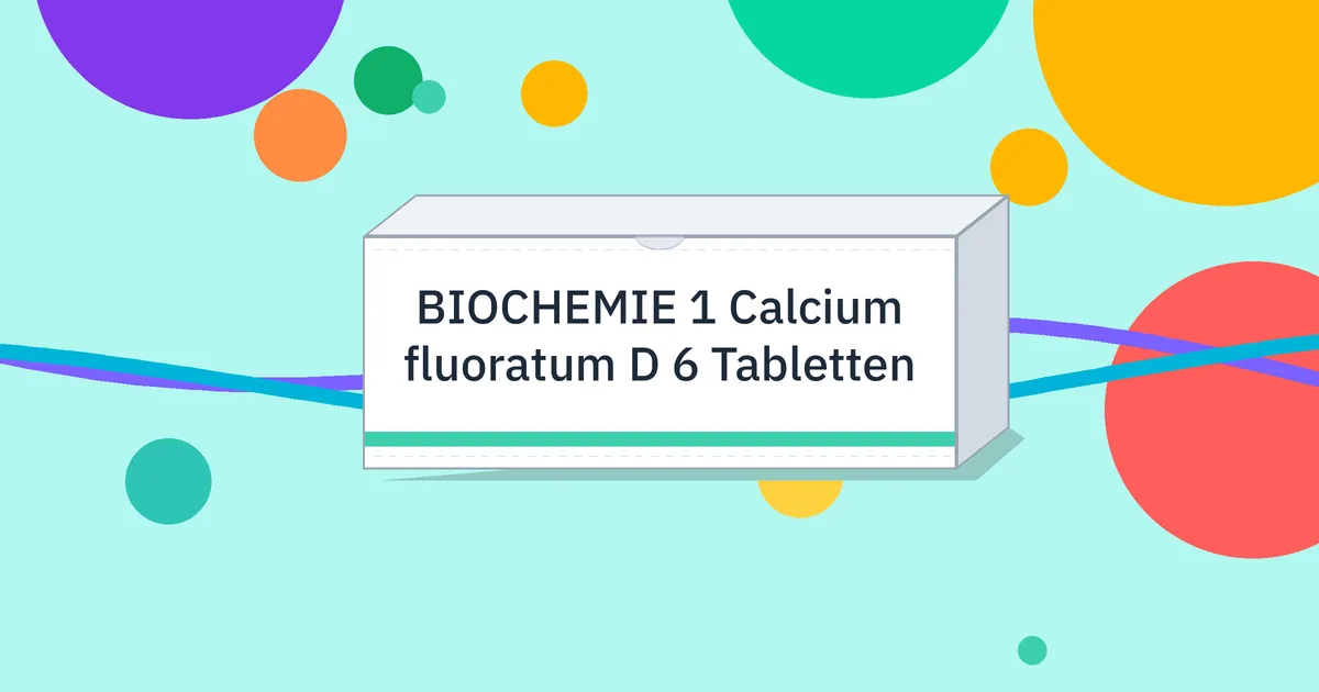 Symbolbild: Packung mit der Aufschrift BIOCHEMIE 1 Calcium fluoratum D 6 Tabletten (PZN 04324834) – Verfügbarkeit und Bezug in Apotheken in Frankfurt am Main