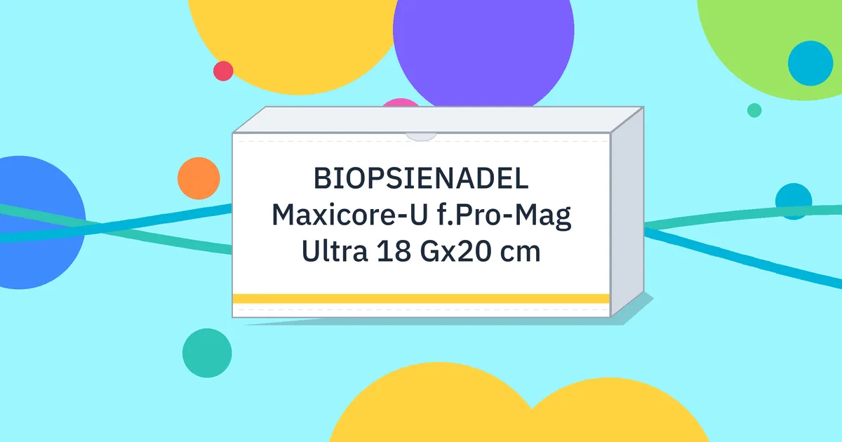 Symbolbild: Packung mit der Aufschrift BIOPSIENADEL Maxicore-U f.Pro-Mag Ultra 18 Gx20 cm (PZN 18811880) – Verfügbarkeit und Bezug in Apotheken in Frankfurt am Main