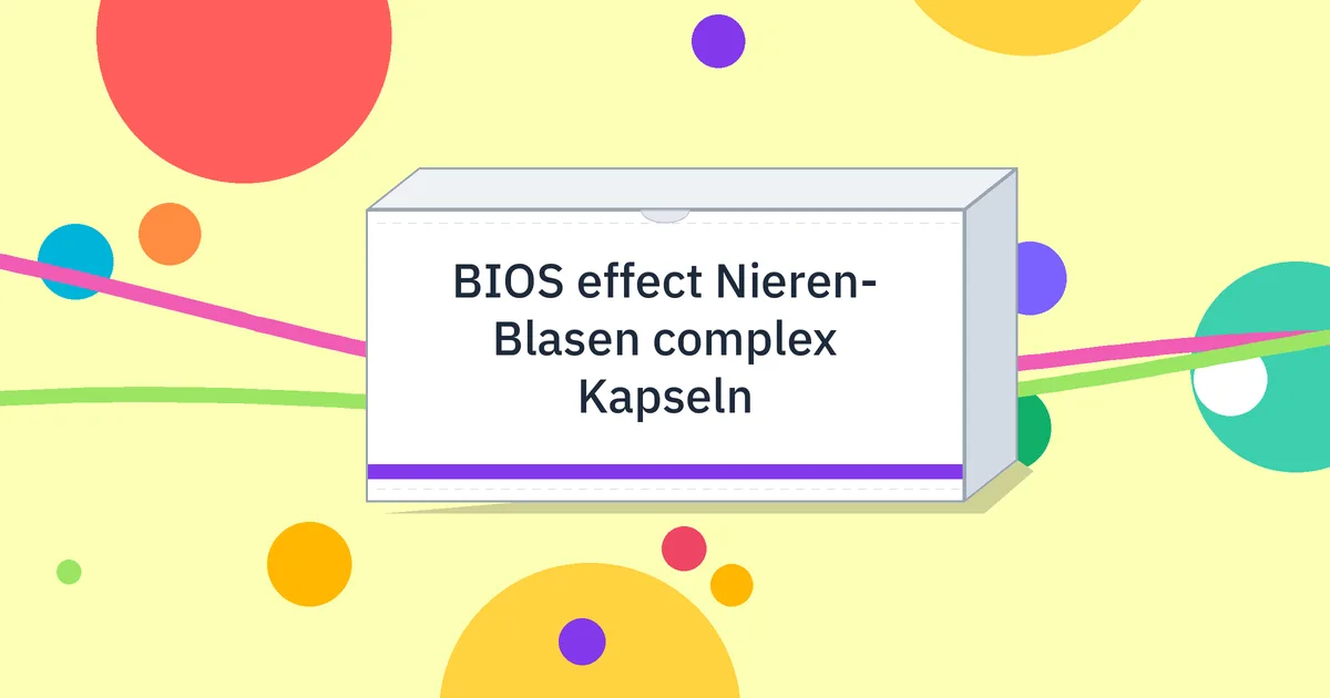 Symbolbild: Packung mit der Aufschrift BIOS effect Nieren-Blasen complex Kapseln (PZN 10145751) – Verfügbarkeit und Bezug in Apotheken in Frankfurt am Main