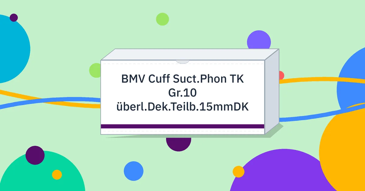 Symbolbild: Packung mit der Aufschrift BMV Cuff Suct.Phon TK Gr.10 überl.Dek.Teilb.15mmDK (PZN 19102370) – Verfügbarkeit und Bezug in Apotheken in Frankfurt am Main