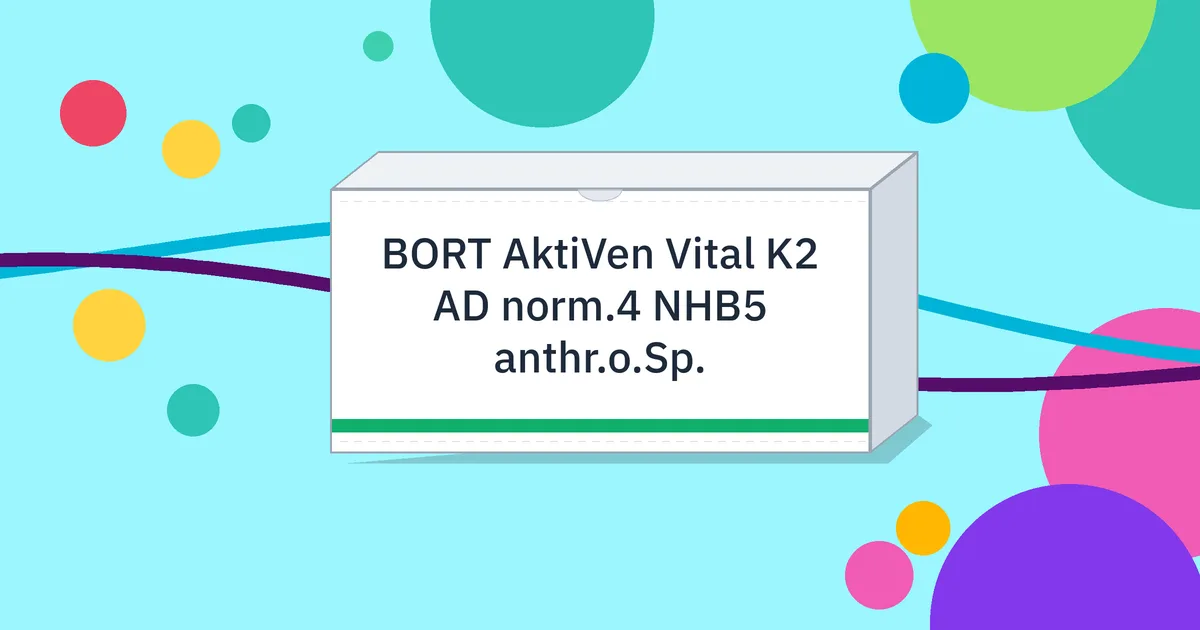 Symbolbild: Packung mit der Aufschrift BORT AktiVen Vital K2 AD norm.4 NHB5 anthr.o.Sp. (PZN 17494851) – Verfügbarkeit und Bezug in Apotheken in Frankfurt am Main