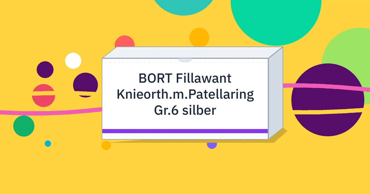 Symbolbild: Packung mit der Aufschrift BORT Fillawant Knieorth.m.Patellaring Gr.6 silber (PZN 16843717) – Verfügbarkeit und Bezug in Apotheken in Frankfurt am Main