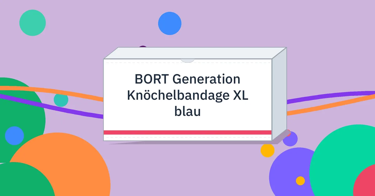Symbolbild: Packung mit der Aufschrift BORT Generation Knöchelbandage XL blau (PZN 13911855) – Verfügbarkeit und Bezug in Apotheken in Frankfurt am Main