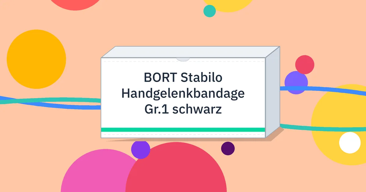 Symbolbild: Packung mit der Aufschrift BORT Stabilo Handgelenkbandage Gr.1 schwarz (PZN 04654112) – Verfügbarkeit und Bezug in Apotheken in Frankfurt am Main
