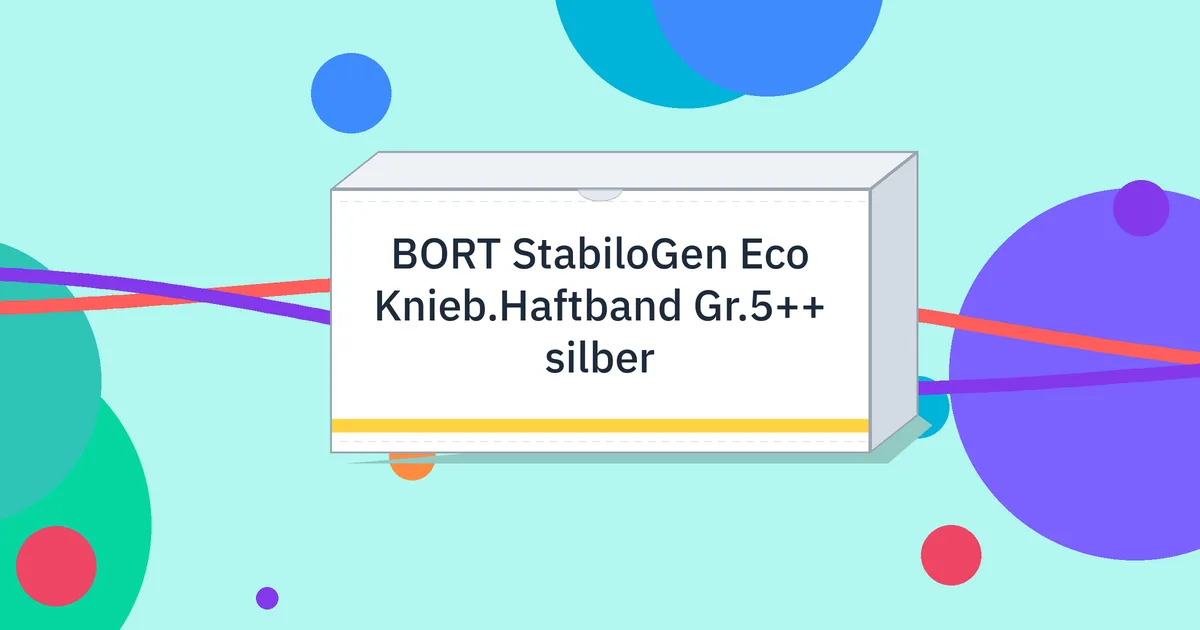 Symbolbild: Packung mit der Aufschrift BORT StabiloGen Eco Knieb.Haftband Gr.5++ silber (PZN 18270088) – Verfügbarkeit und Bezug in Apotheken in Frankfurt am Main