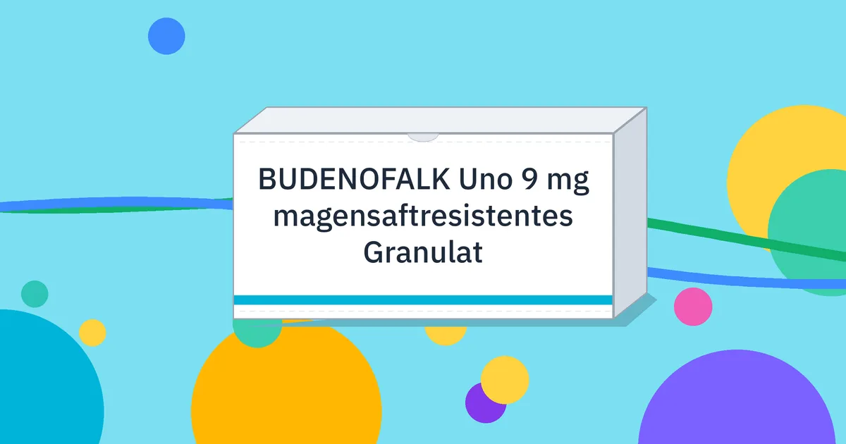 Symbolbild: Packung mit der Aufschrift BUDENOFALK Uno 9 mg magensaftresistentes Granulat (PZN 11368105) – Verfügbarkeit und Bezug in Apotheken in Frankfurt am Main
