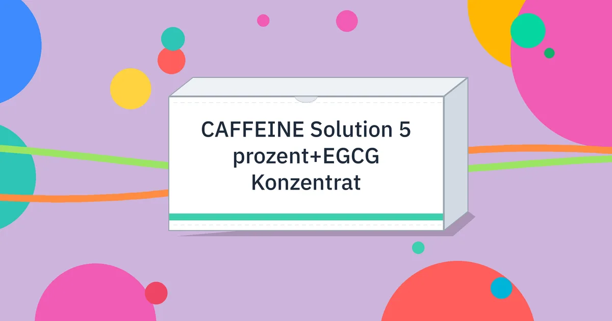 Symbolbild: Packung mit der Aufschrift CAFFEINE Solution 5 prozent+EGCG Konzentrat (PZN 19163236) – Verfügbarkeit und Bezug in Apotheken in Frankfurt am Main