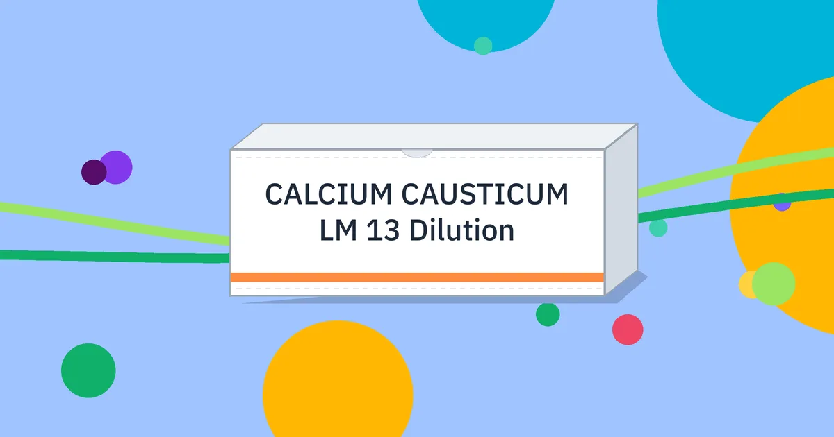Symbolbild: Packung mit der Aufschrift CALCIUM CAUSTICUM LM 13 Dilution (PZN 12803945) – Verfügbarkeit und Bezug in Apotheken in Frankfurt am Main