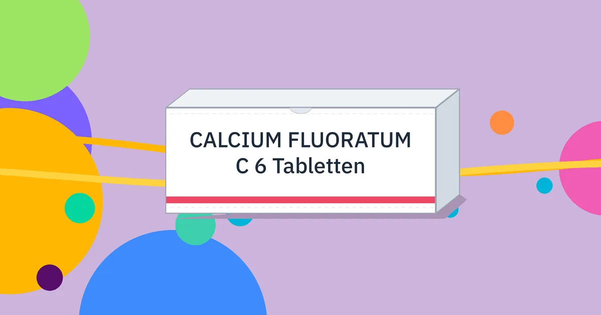 Symbolbild: Packung mit der Aufschrift CALCIUM FLUORATUM C 6 Tabletten (PZN 07162473) – Verfügbarkeit und Bezug in Apotheken in Frankfurt am Main