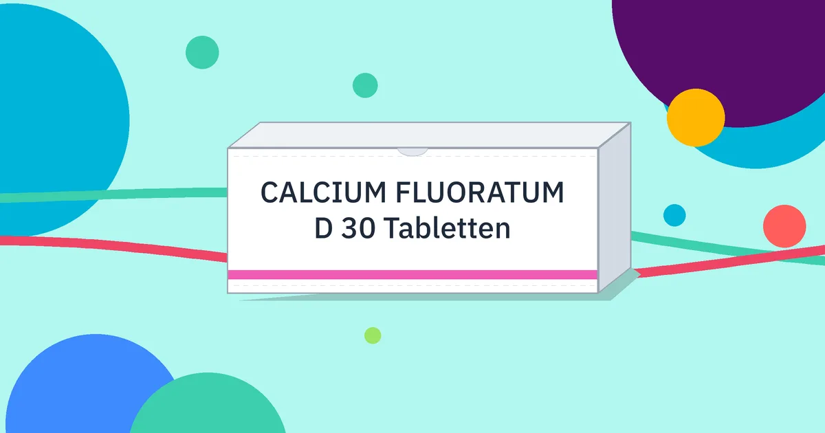Symbolbild: Packung mit der Aufschrift CALCIUM FLUORATUM D 30 Tabletten (PZN 02125906) – Verfügbarkeit und Bezug in Apotheken in Frankfurt am Main