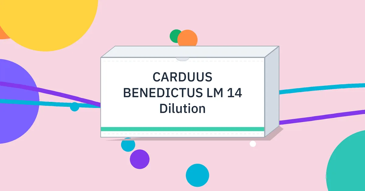 Symbolbild: Packung mit der Aufschrift CARDUUS BENEDICTUS LM 14 Dilution (PZN 13430110) – Verfügbarkeit und Bezug in Apotheken in Frankfurt am Main
