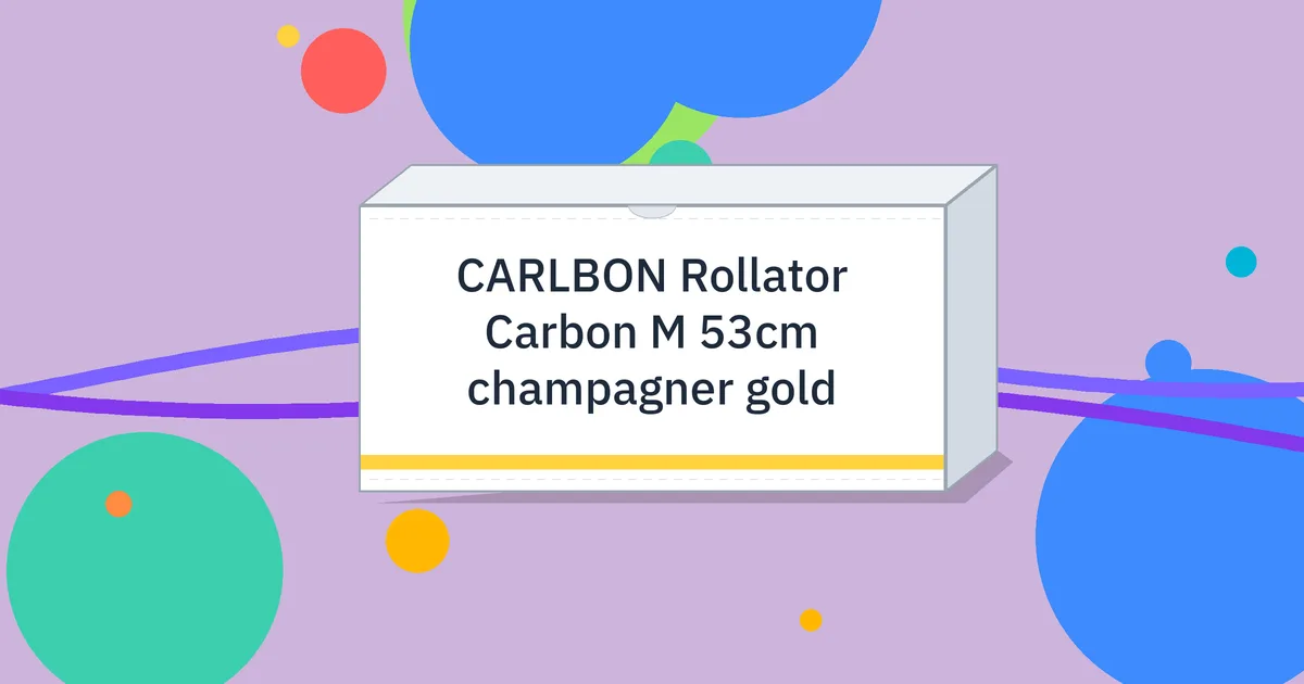 Symbolbild: Packung mit der Aufschrift CARLBON Rollator Carbon M 53cm champagner gold (PZN 20698646) – Verfügbarkeit und Bezug in Apotheken in Frankfurt am Main