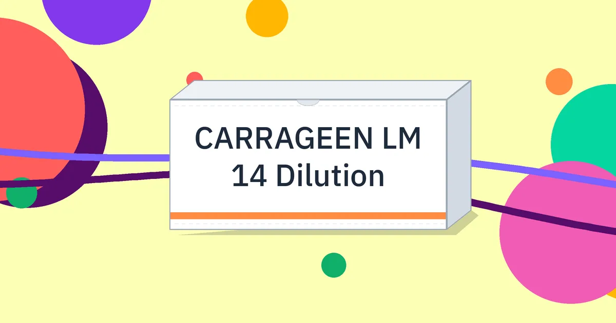 Symbolbild: Packung mit der Aufschrift CARRAGEEN LM 14 Dilution (PZN 13431049) – Verfügbarkeit und Bezug in Apotheken in Frankfurt am Main