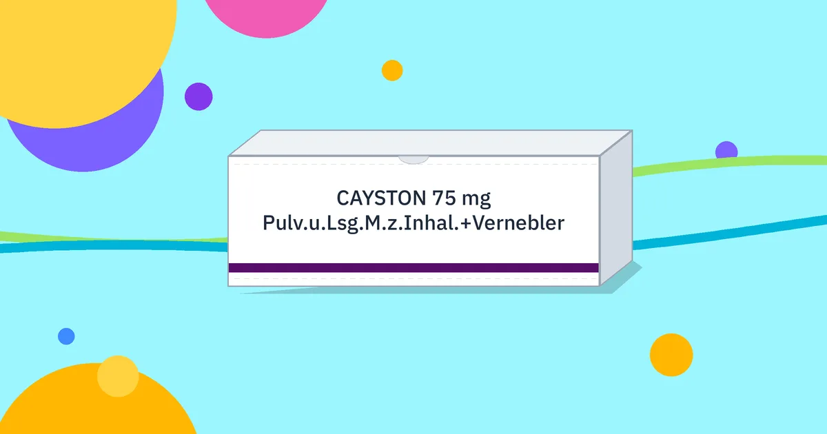 Symbolbild: Packung mit der Aufschrift CAYSTON 75 mg Pulv.u.Lsg.M.z.Inhal.+Vernebler (PZN 10019549) – Verfügbarkeit und Bezug in Apotheken in Frankfurt am Main