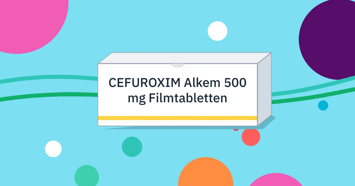 Symbolbild: Packung mit der Aufschrift CEFUROXIM Alkem 500 mg Filmtabletten (PZN 14184713) – Verfügbarkeit und Bezug in Apotheken in Frankfurt am Main