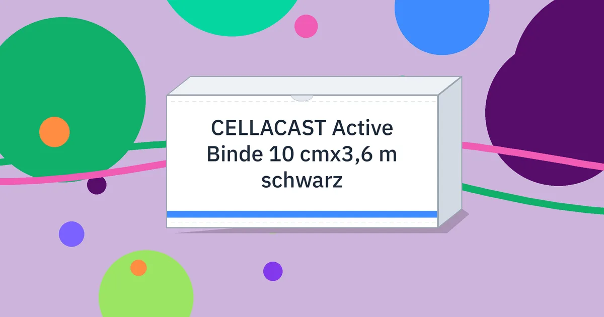 Symbolbild: Packung mit der Aufschrift CELLACAST Active Binde 10 cmx3,6 m schwarz (PZN 14264352) – Verfügbarkeit und Bezug in Apotheken in Frankfurt am Main