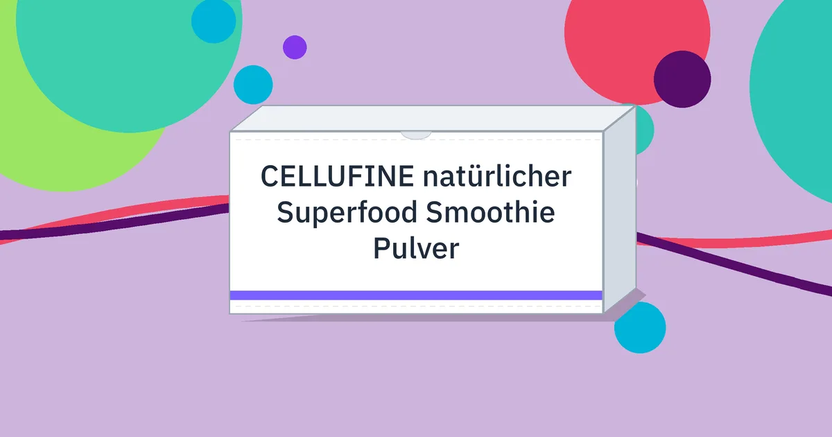 Symbolbild: Packung mit der Aufschrift CELLUFINE natürlicher Superfood Smoothie Pulver (PZN 16752877) – Verfügbarkeit und Bezug in Apotheken in Frankfurt am Main