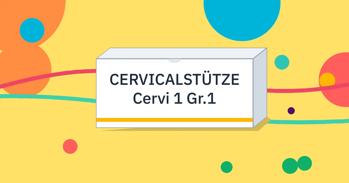 Symbolbild: Packung mit der Aufschrift CERVICALSTÜTZE Cervi 1 Gr.1 (PZN 05042144) – Verfügbarkeit und Bezug in Apotheken in Frankfurt am Main