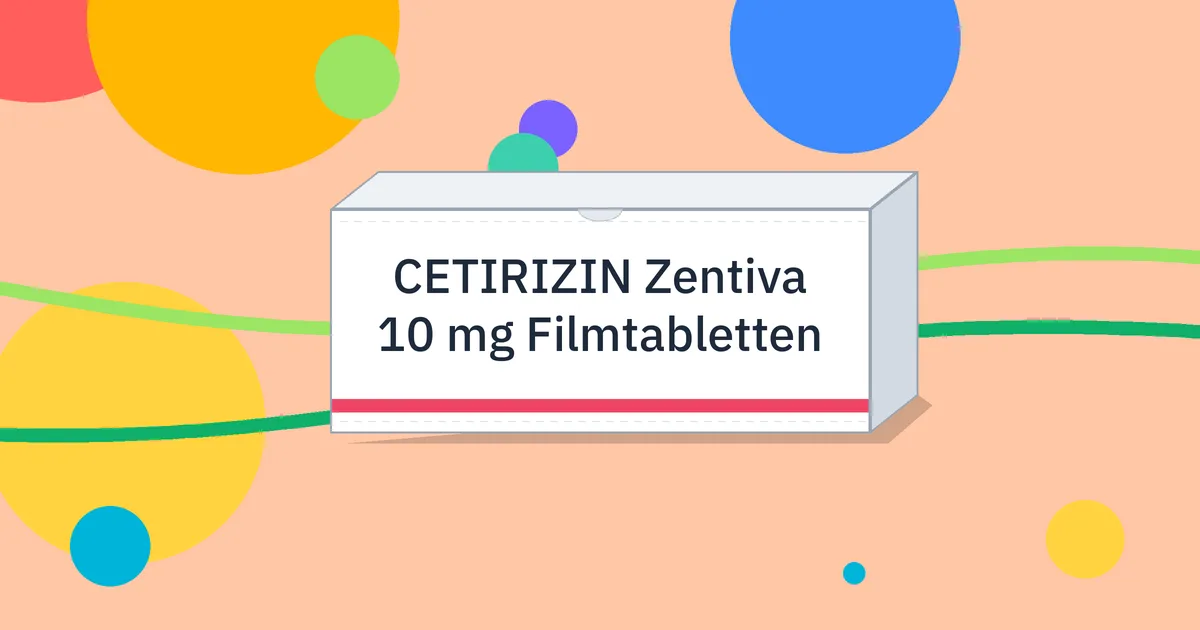 Symbolbild: Packung mit der Aufschrift CETIRIZIN Zentiva 10 mg Filmtabletten (PZN 00365523) – Verfügbarkeit und Bezug in Apotheken in Frankfurt am Main