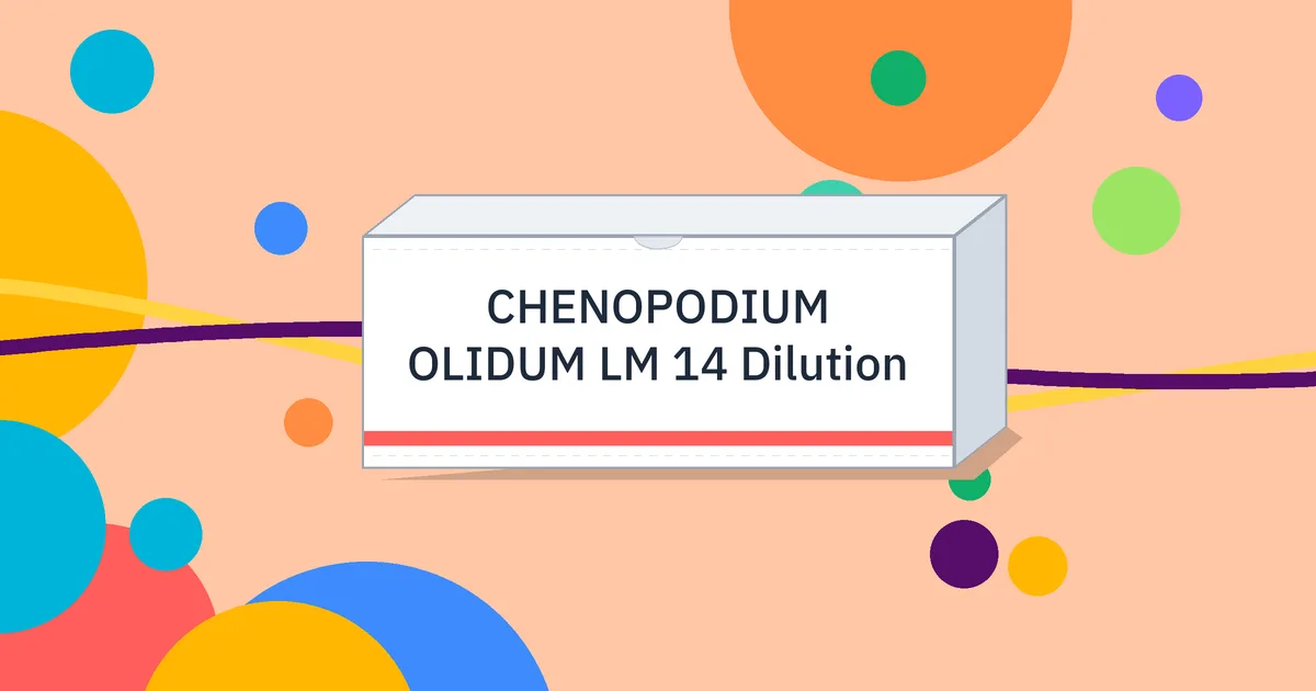 Symbolbild: Packung mit der Aufschrift CHENOPODIUM OLIDUM LM 14 Dilution (PZN 13441349) – Verfügbarkeit und Bezug in Apotheken in Frankfurt am Main