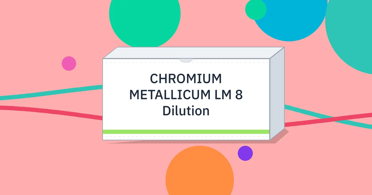 Symbolbild: Packung mit der Aufschrift CHROMIUM METALLICUM LM 8 Dilution (PZN 12817752) – Verfügbarkeit und Bezug in Apotheken in Frankfurt am Main
