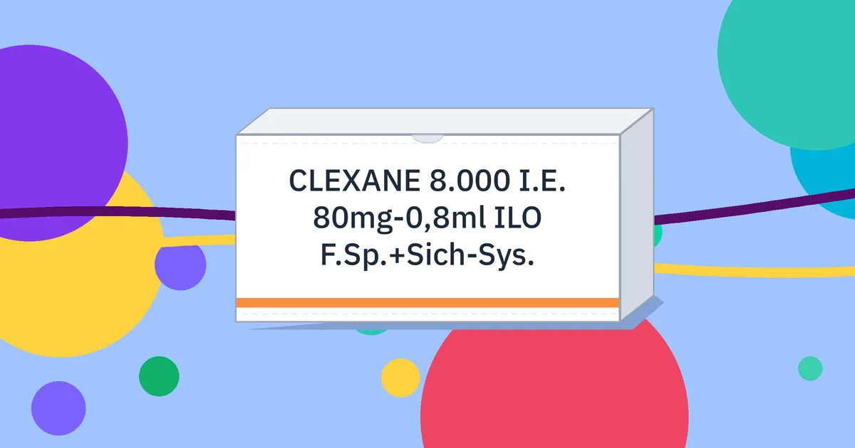 Symbolbild: Packung mit der Aufschrift CLEXANE 8.000 I.E. 80mg-0,8ml ILO F.Sp.+Sich-Sys. (PZN 15882388) – Verfügbarkeit und Bezug in Apotheken in Frankfurt am Main