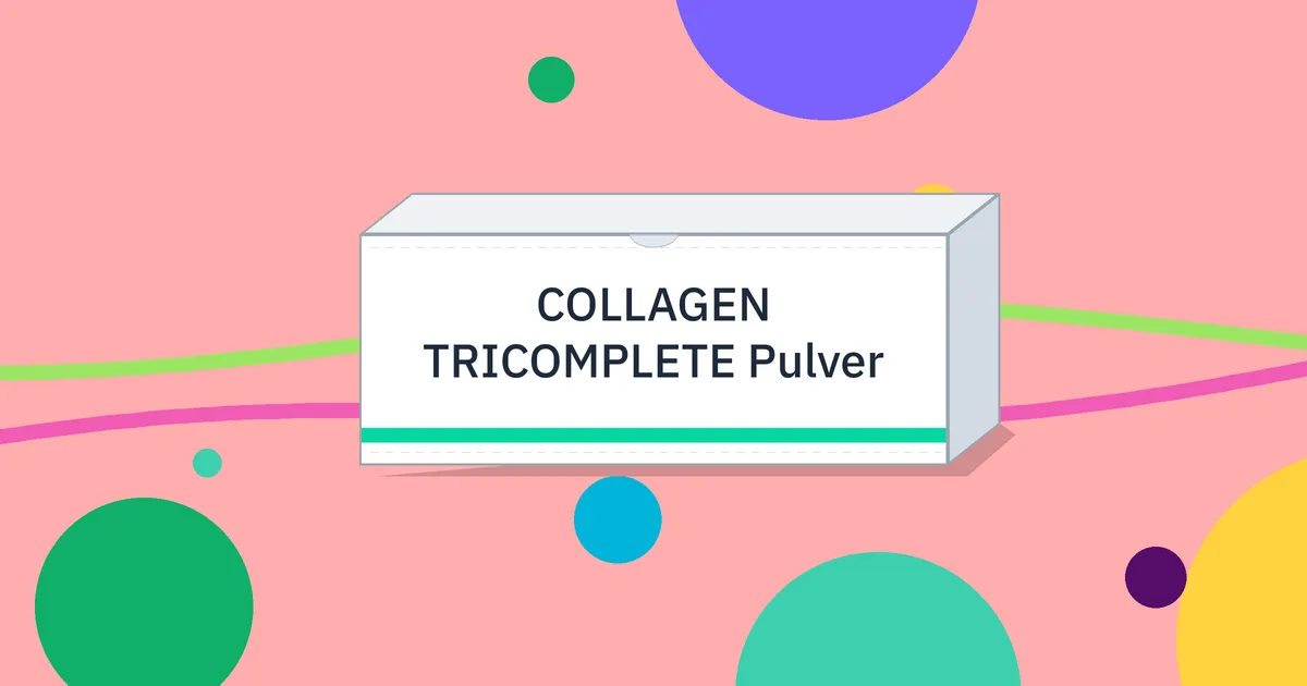 Symbolbild: Packung mit der Aufschrift COLLAGEN TRICOMPLETE Pulver (PZN 18906830) – Verfügbarkeit und Bezug in Apotheken in Frankfurt am Main