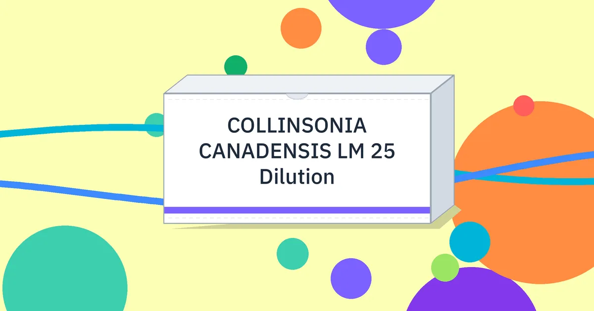 Symbolbild: Packung mit der Aufschrift COLLINSONIA CANADENSIS LM 25 Dilution (PZN 13447978) – Verfügbarkeit und Bezug in Apotheken in Frankfurt am Main