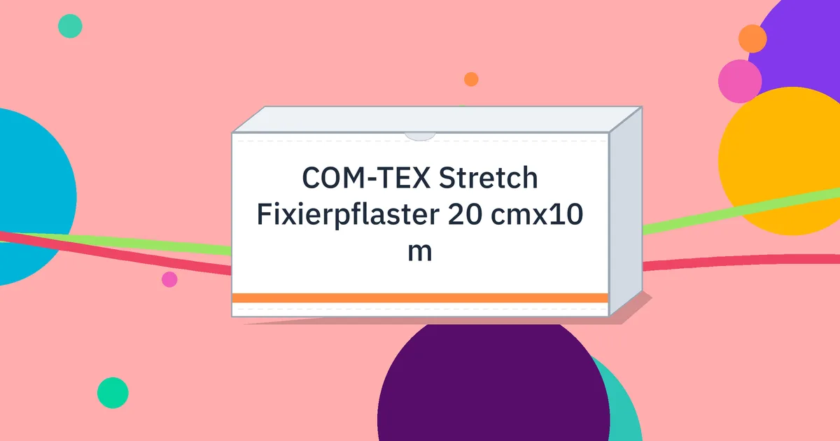 Symbolbild: Packung mit der Aufschrift COM-TEX Stretch Fixierpflaster 20 cmx10 m (PZN 04939694) – Verfügbarkeit und Bezug in Apotheken in Frankfurt am Main