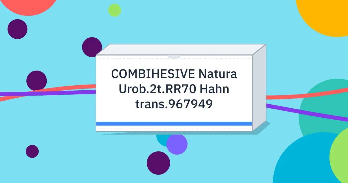 Symbolbild: Packung mit der Aufschrift COMBIHESIVE Natura Urob.2t.RR70 Hahn trans.967949 (PZN 08406339) – Verfügbarkeit und Bezug in Apotheken in Frankfurt am Main