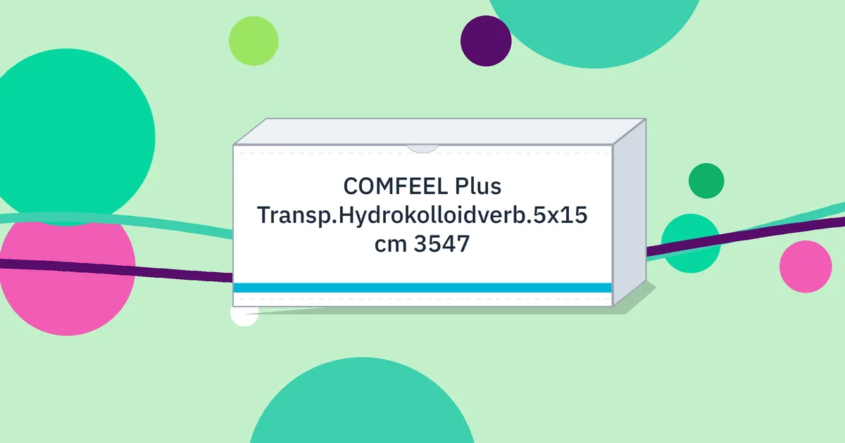 Symbolbild: Packung mit der Aufschrift COMFEEL Plus Transp.Hydrokolloidverb.5x15 cm 3547 (PZN 01298131) – Verfügbarkeit und Bezug in Apotheken in Frankfurt am Main