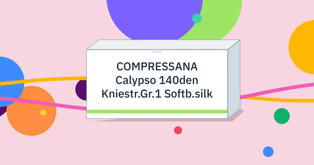 Symbolbild: Packung mit der Aufschrift COMPRESSANA Calypso 140den Kniestr.Gr.1 Softb.silk (PZN 01880316) – Verfügbarkeit und Bezug in Apotheken in Frankfurt am Main