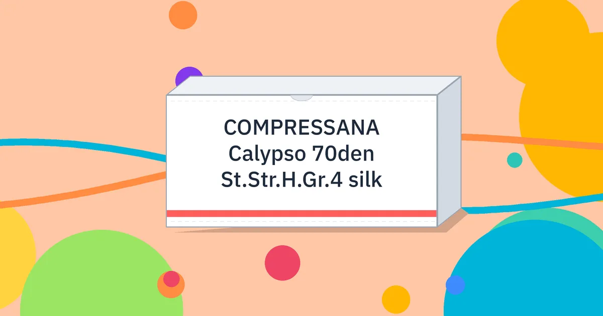 Symbolbild: Packung mit der Aufschrift COMPRESSANA Calypso 70den St.Str.H.Gr.4 silk (PZN 07718663) – Verfügbarkeit und Bezug in Apotheken in Frankfurt am Main