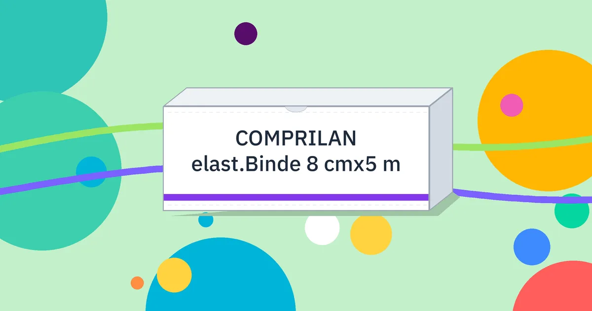 Symbolbild: Packung mit der Aufschrift COMPRILAN elast.Binde 8 cmx5 m (PZN 20012100) – Verfügbarkeit und Bezug in Apotheken in Frankfurt am Main