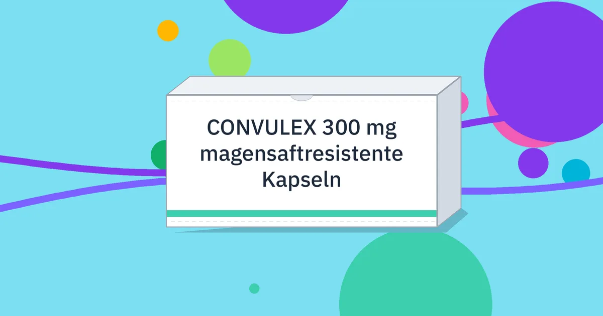 Symbolbild: Packung mit der Aufschrift CONVULEX 300 mg magensaftresistente Kapseln (PZN 01897618) – Verfügbarkeit und Bezug in Apotheken in Frankfurt am Main