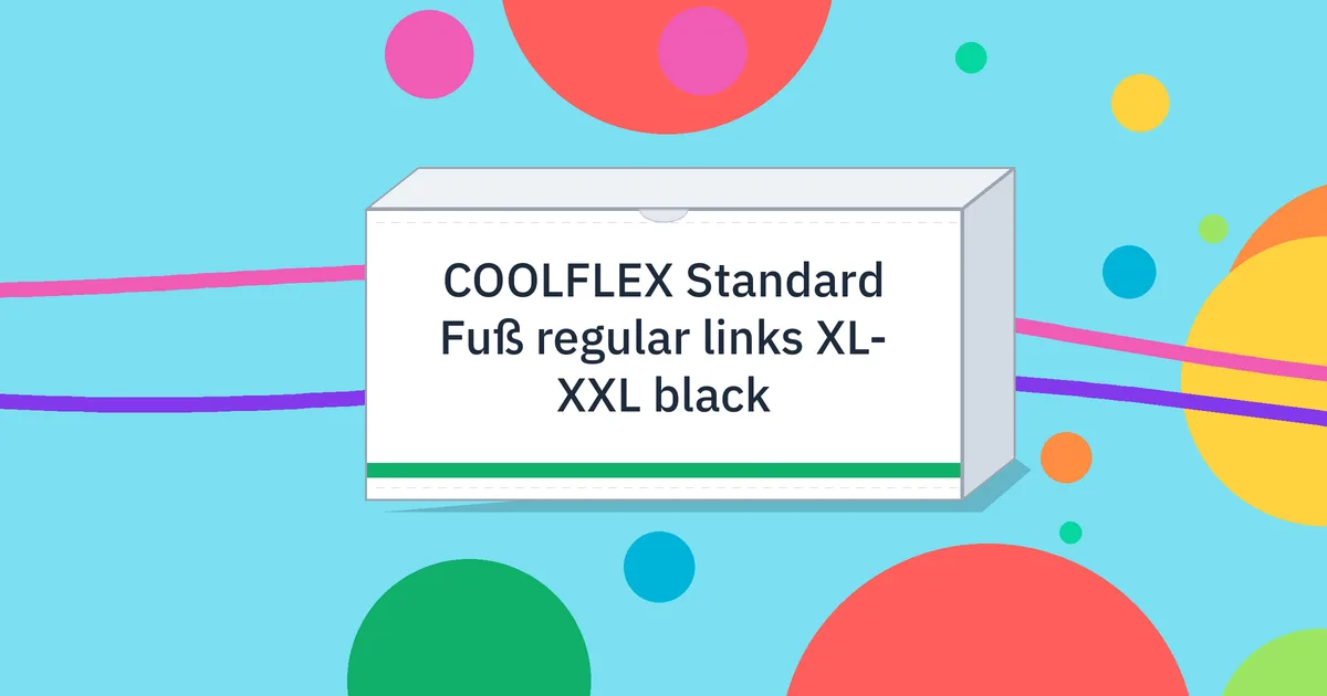Symbolbild: Packung mit der Aufschrift COOLFLEX Standard Fuß regular links XL-XXL black (PZN 20382446) – Verfügbarkeit und Bezug in Apotheken in Frankfurt am Main