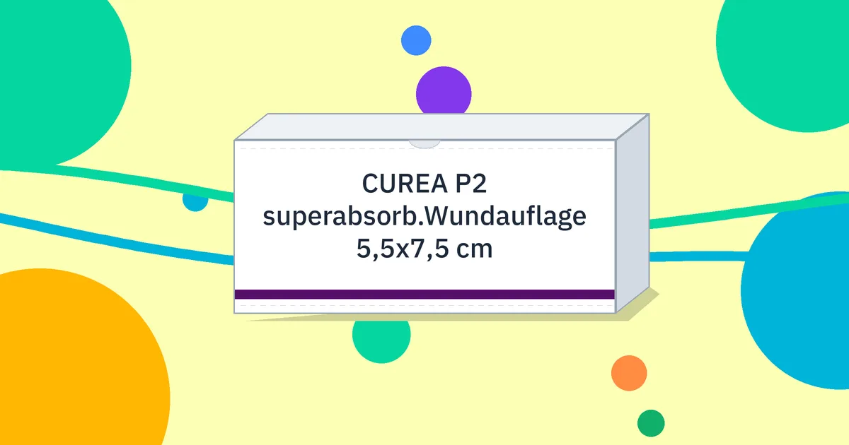 Symbolbild: Packung mit der Aufschrift CUREA P2 superabsorb.Wundauflage 5,5x7,5 cm (PZN 13829668) – Verfügbarkeit und Bezug in Apotheken in Frankfurt am Main