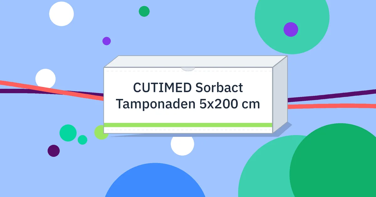 Symbolbild: Packung mit der Aufschrift CUTIMED Sorbact Tamponaden 5x200 cm (PZN 14274439) – Verfügbarkeit und Bezug in Apotheken in Frankfurt am Main