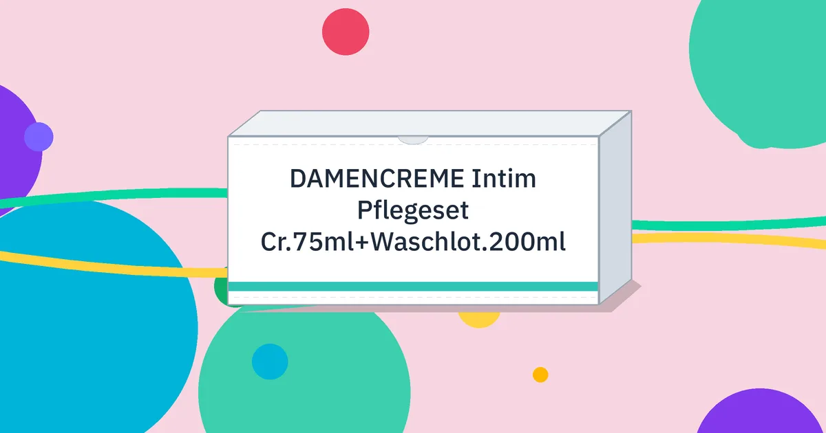 Symbolbild: Packung mit der Aufschrift DAMENCREME Intim Pflegeset Cr.75ml+Waschlot.200ml (PZN 16529381) – Verfügbarkeit und Bezug in Apotheken in Frankfurt am Main