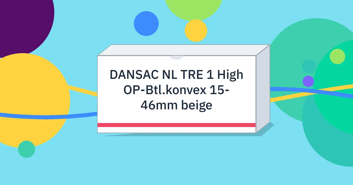 Symbolbild: Packung mit der Aufschrift DANSAC NL TRE 1 High OP-Btl.konvex 15-46mm beige (PZN 19744772) – Verfügbarkeit und Bezug in Apotheken in Frankfurt am Main