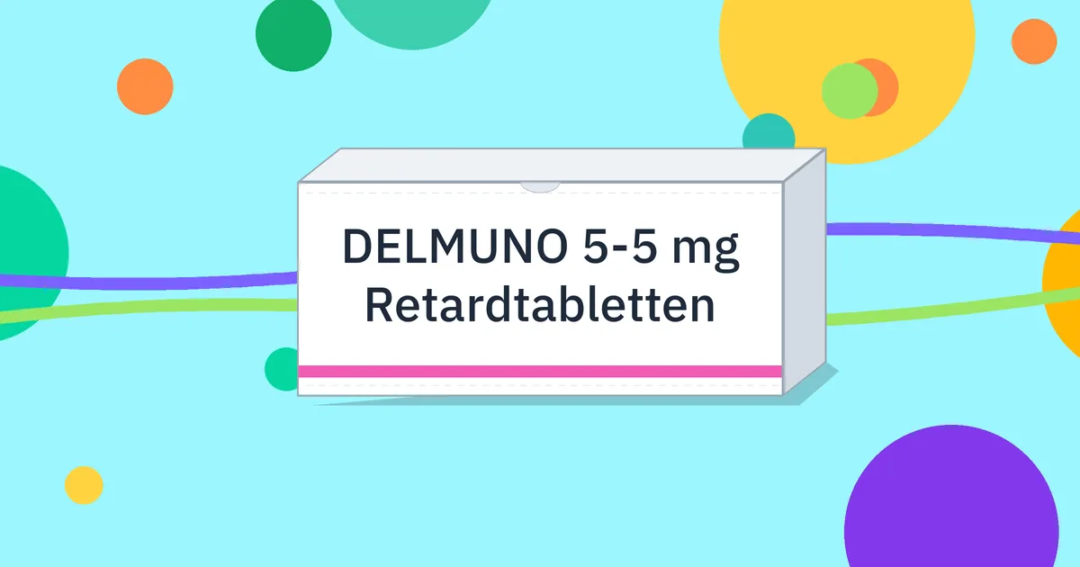 Symbolbild: Packung mit der Aufschrift DELMUNO 5-5 mg Retardtabletten (PZN 20420508) – Verfügbarkeit und Bezug in Apotheken in Frankfurt am Main