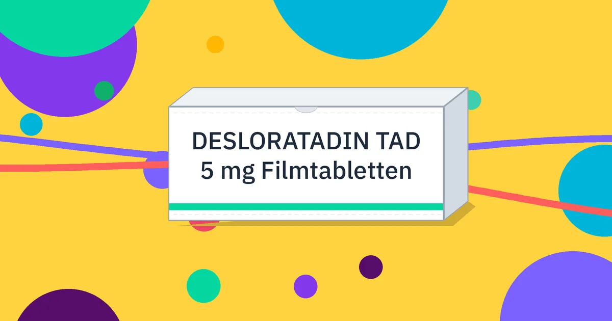 Symbolbild: Packung mit der Aufschrift DESLORATADIN TAD 5 mg Filmtabletten (PZN 16507735) – Verfügbarkeit und Bezug in Apotheken in Frankfurt am Main