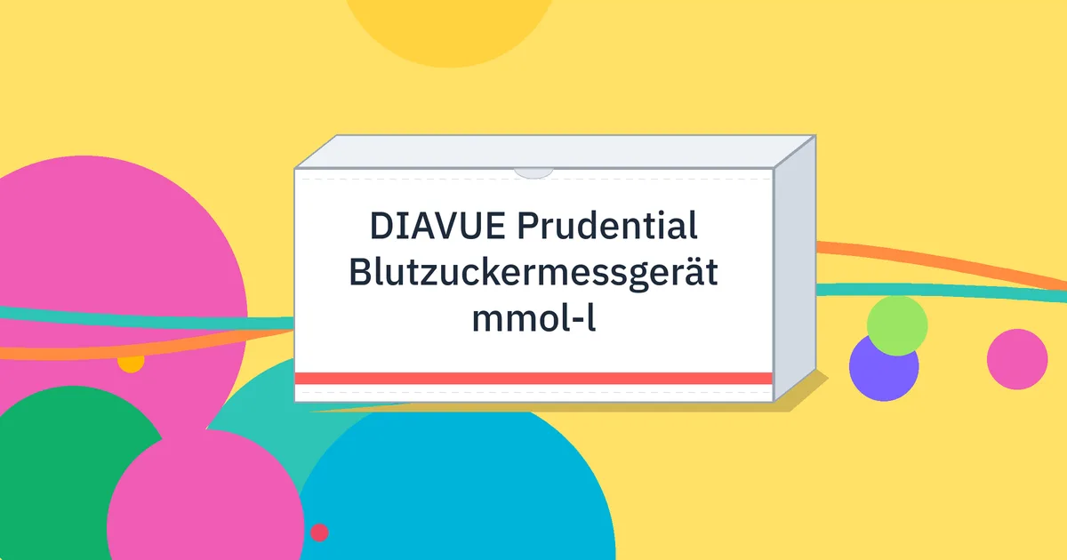 Symbolbild: Packung mit der Aufschrift DIAVUE Prudential Blutzuckermessgerät mmol-l (PZN 09616990) – Verfügbarkeit und Bezug in Apotheken in Frankfurt am Main