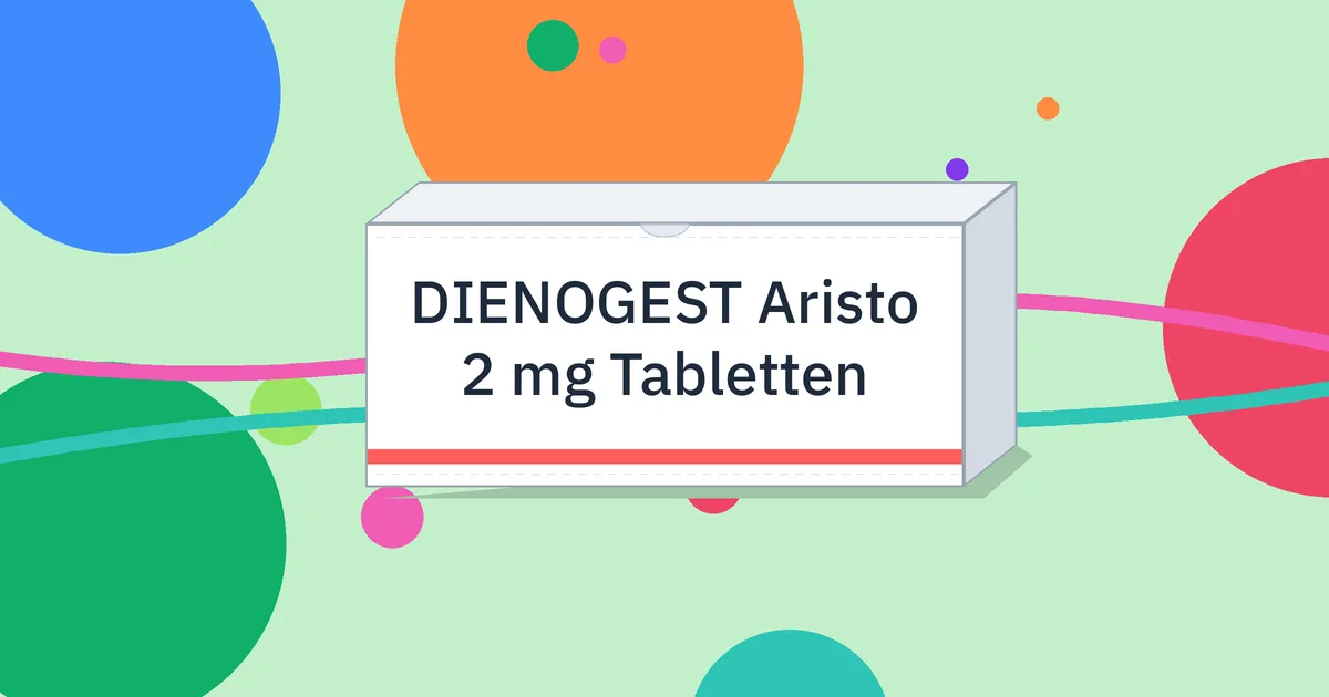 Symbolbild: Packung mit der Aufschrift DIENOGEST Aristo 2 mg Tabletten (PZN 15880981) – Verfügbarkeit und Bezug in Apotheken in Frankfurt am Main