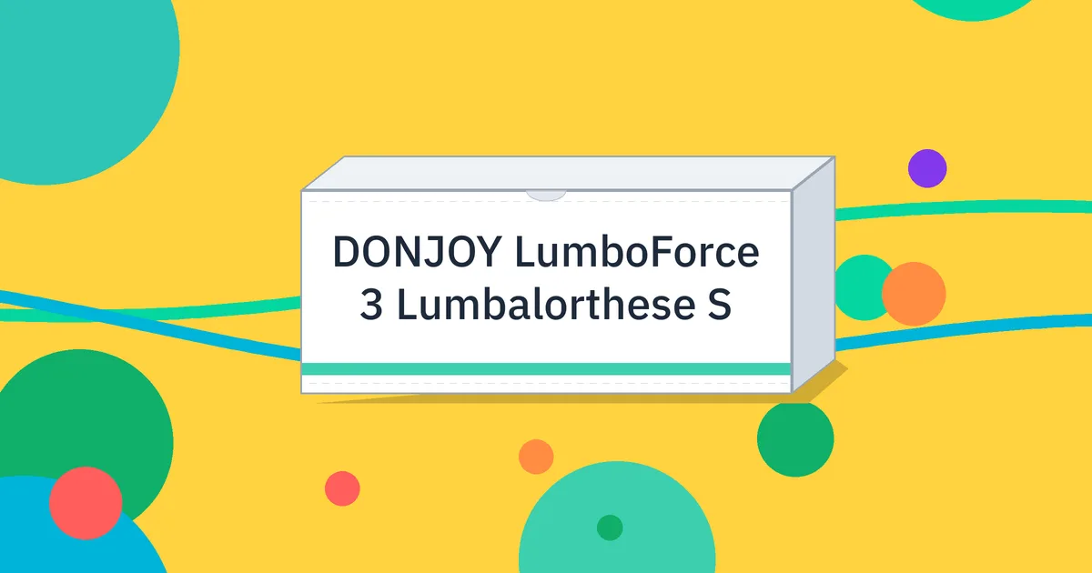 Symbolbild: Packung mit der Aufschrift DONJOY LumboForce 3 Lumbalorthese S (PZN 19377925) – Verfügbarkeit und Bezug in Apotheken in Frankfurt am Main