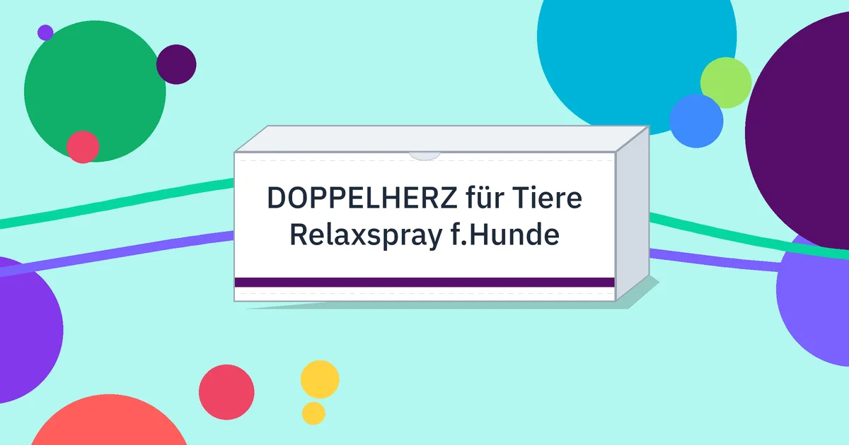 Symbolbild: Packung mit der Aufschrift DOPPELHERZ für Tiere Relaxspray f.Hunde (PZN 18404695) – Verfügbarkeit und Bezug in Apotheken in Frankfurt am Main